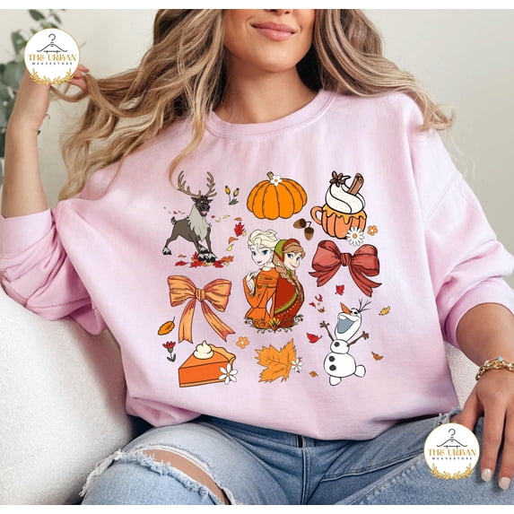 Frozen Coquette Fall T-shirt Disney Princess Elsa Anna Pumpkin Bow T ...