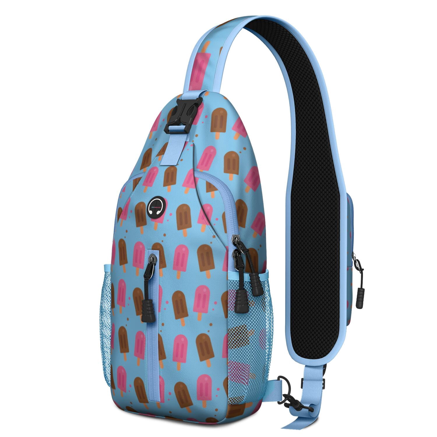 Frozen Dessert Theme Sling Backpack, Watercolor Ice Cream Crossbody ...