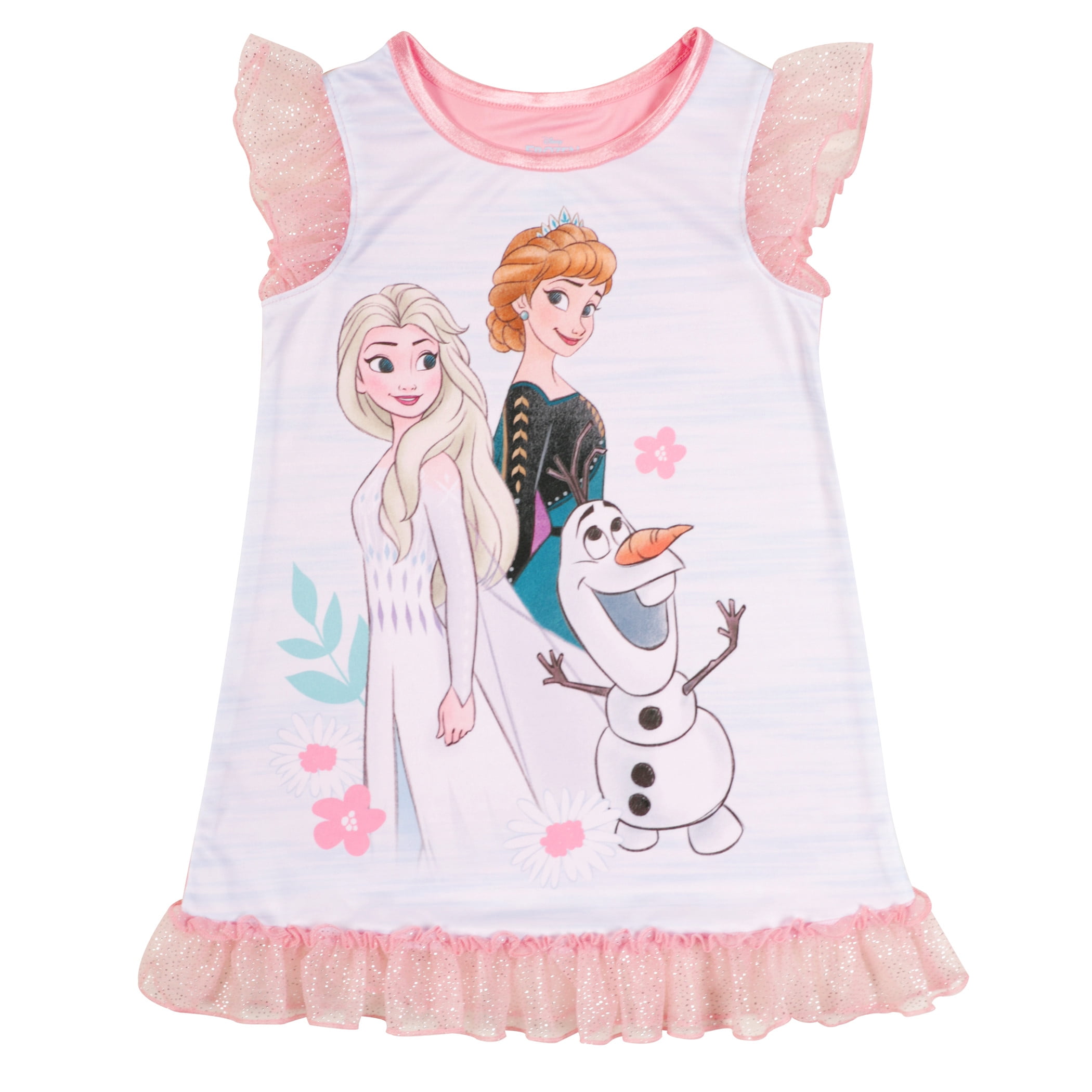Disney Toddler Girl's Frozen Anna, Elsa and Olaf Flutter Sleeve Tulle ...