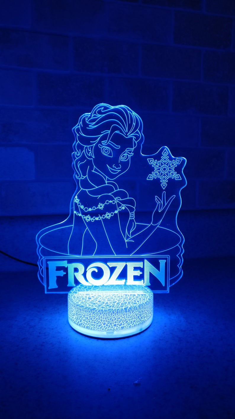 Frozen Elsa 3D Night Light Multi Color Changing Illusion Lamp for ...