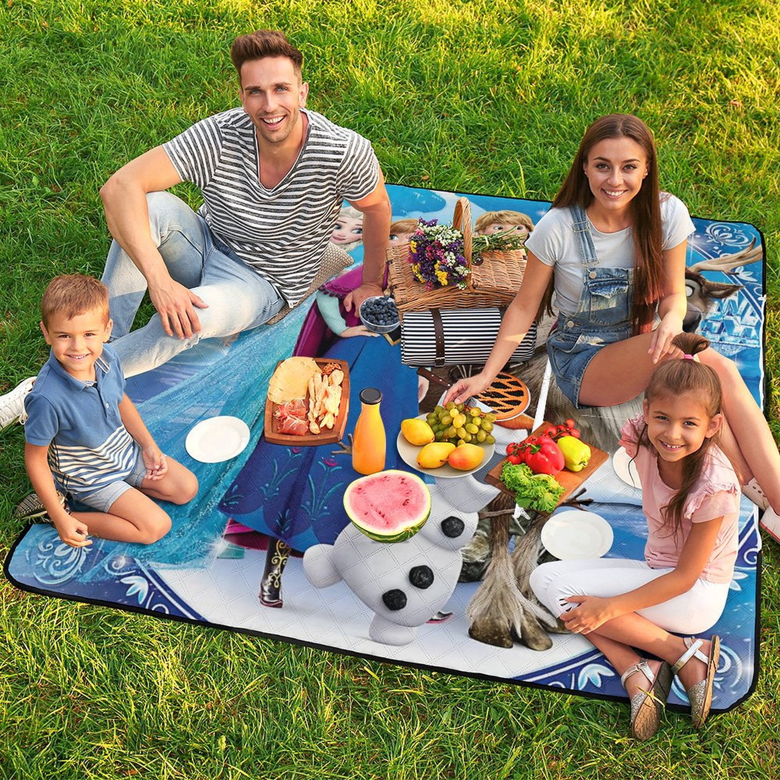Frozen Elsa&Anna Always Up For Adventure Group Picnic Blankets 59"x59 ...