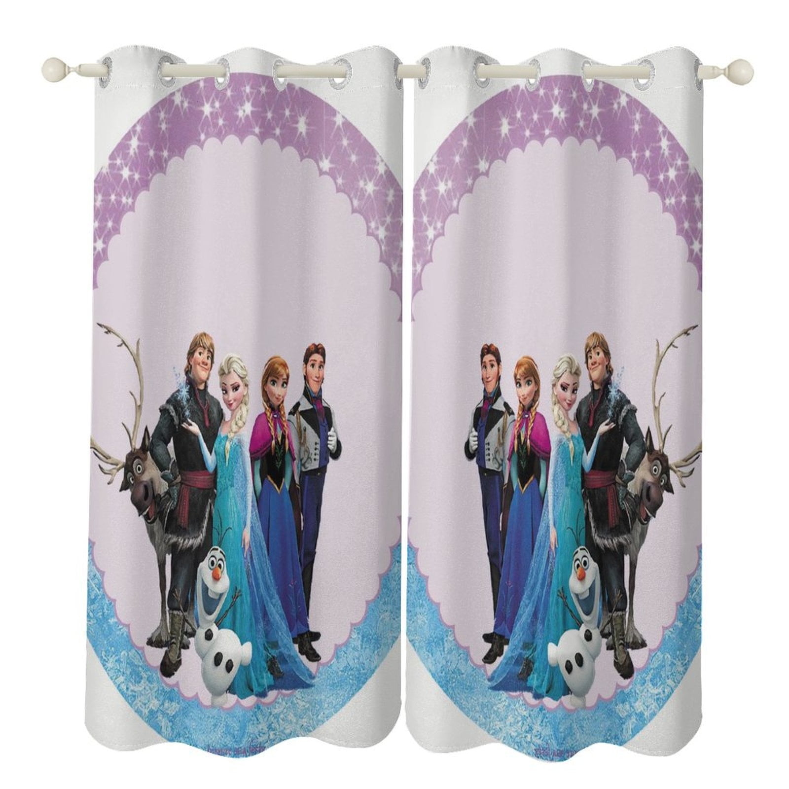 Frozen-Elsa&Anna Always Up For Adventure Group Kids Curtains 52 X 72 ...