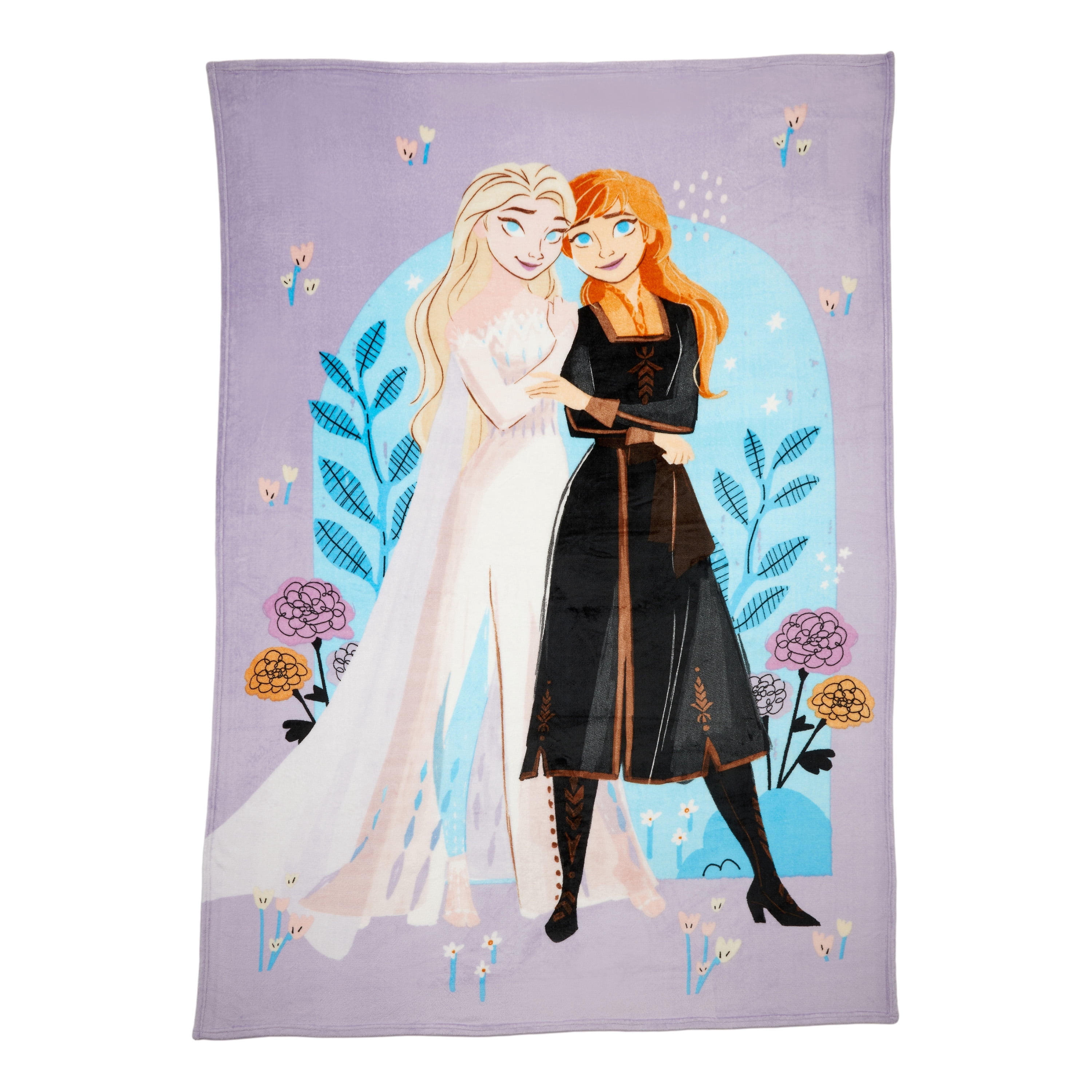 Frozen Elsa & Anna Floral Hug Lavender Fleece Blanket – 50"x60 ...