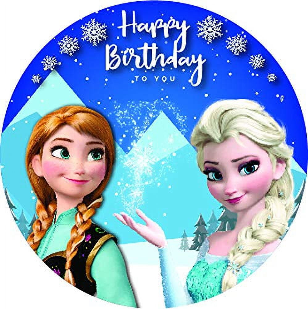 Frozen: Elsa & Anna Happy Birthday Edible Icing Image Cake Topper-8 ...