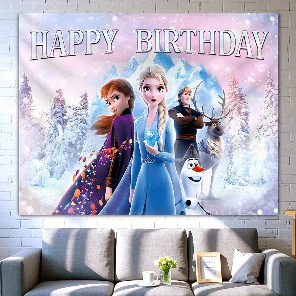 Frozen Elsa & Anna Happy Birthday Themed Party Birthday Background ...