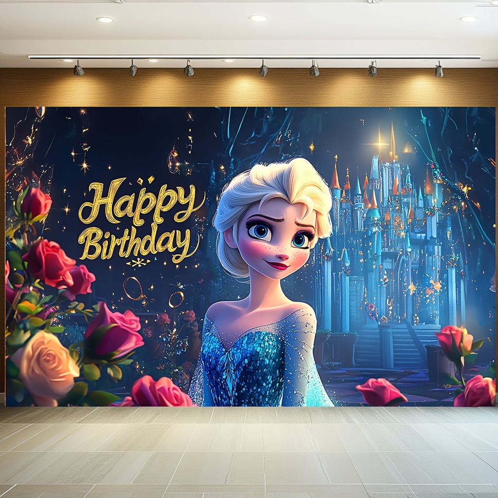 Frozen Elsa & Anna Happy Birthday Themed Party Birthday Background ...