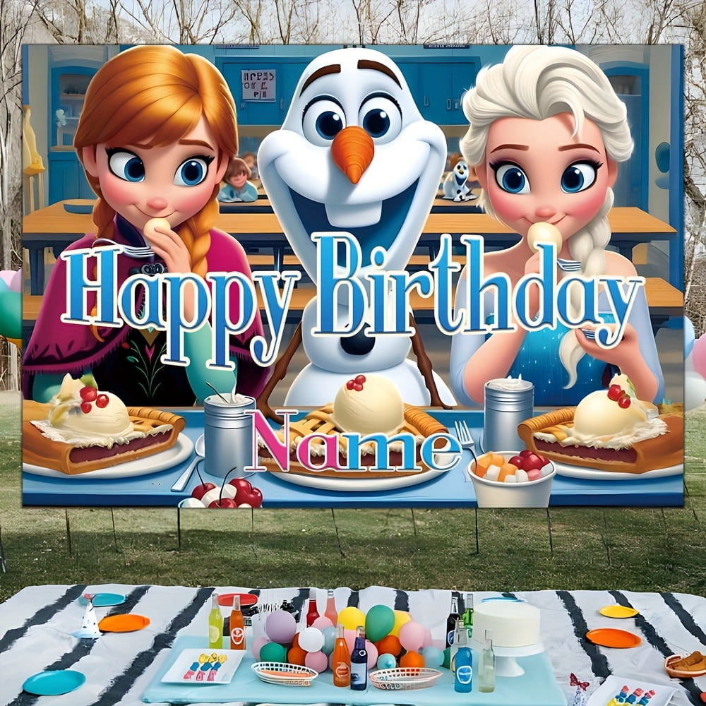 Frozen Elsa & Anna Happy Birthday Themed Party Birthday Background ...