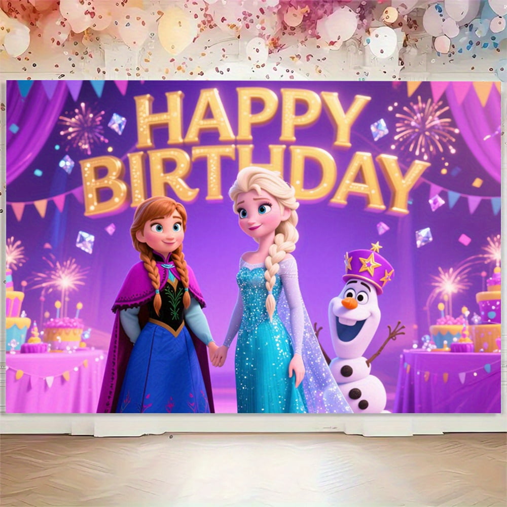 Frozen Elsa and Anna Princess Party Background - Durable polyester ...