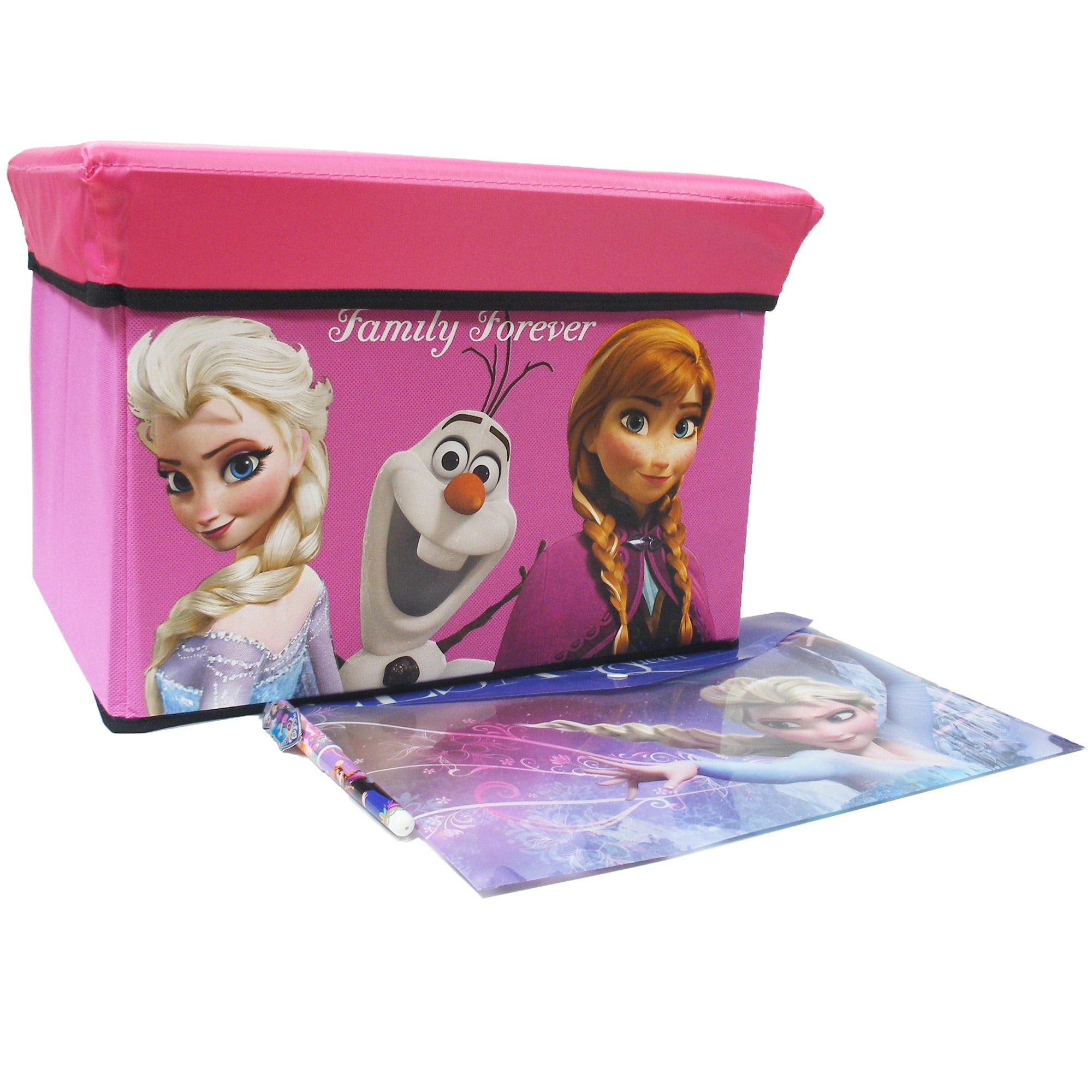Frozen Elsa Anna and Olaf Hot Pink Stationery Set Box Organizer with ...