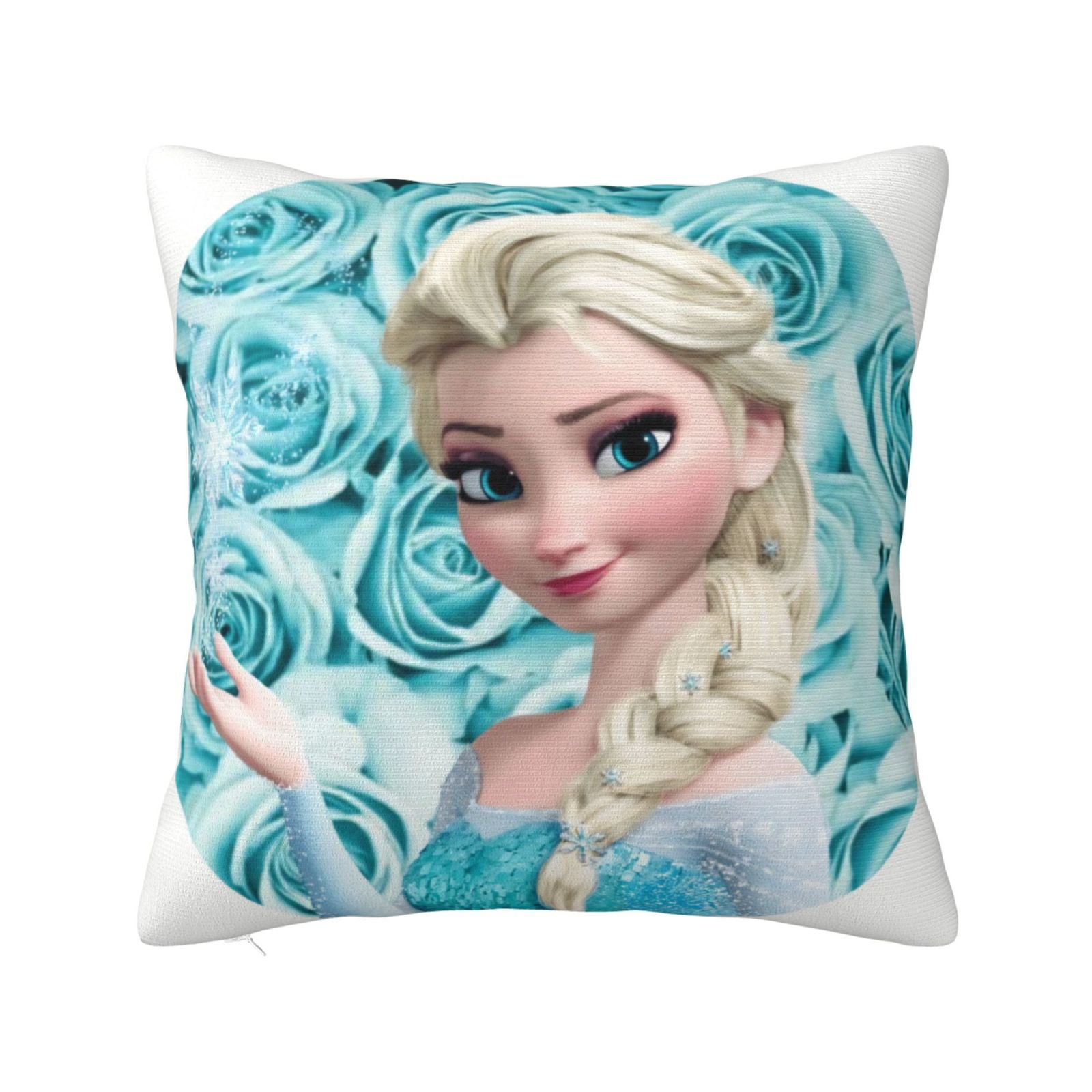 Frozen-Elsa Blue Rose Pillow Covers,16x16 Pillow Cover,Decorative Throw ...