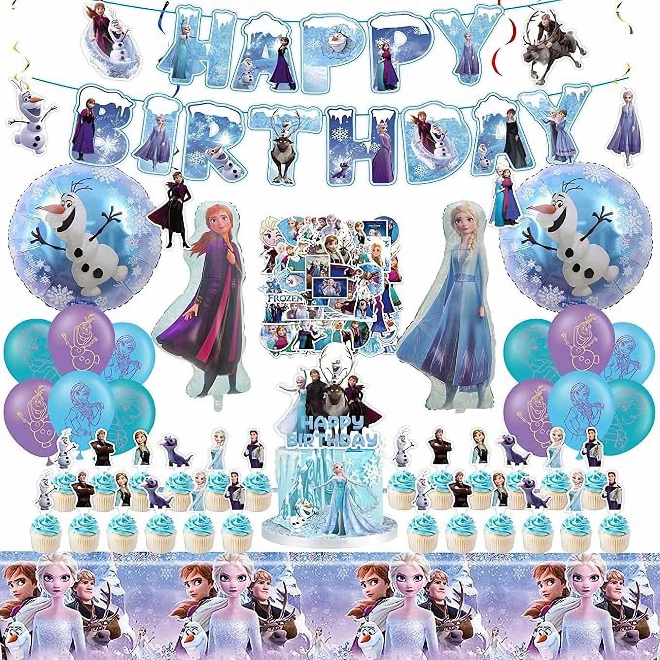 Frozen Elsa Cartoon Birthday Decorations Set for Girls, Anime Cute ...
