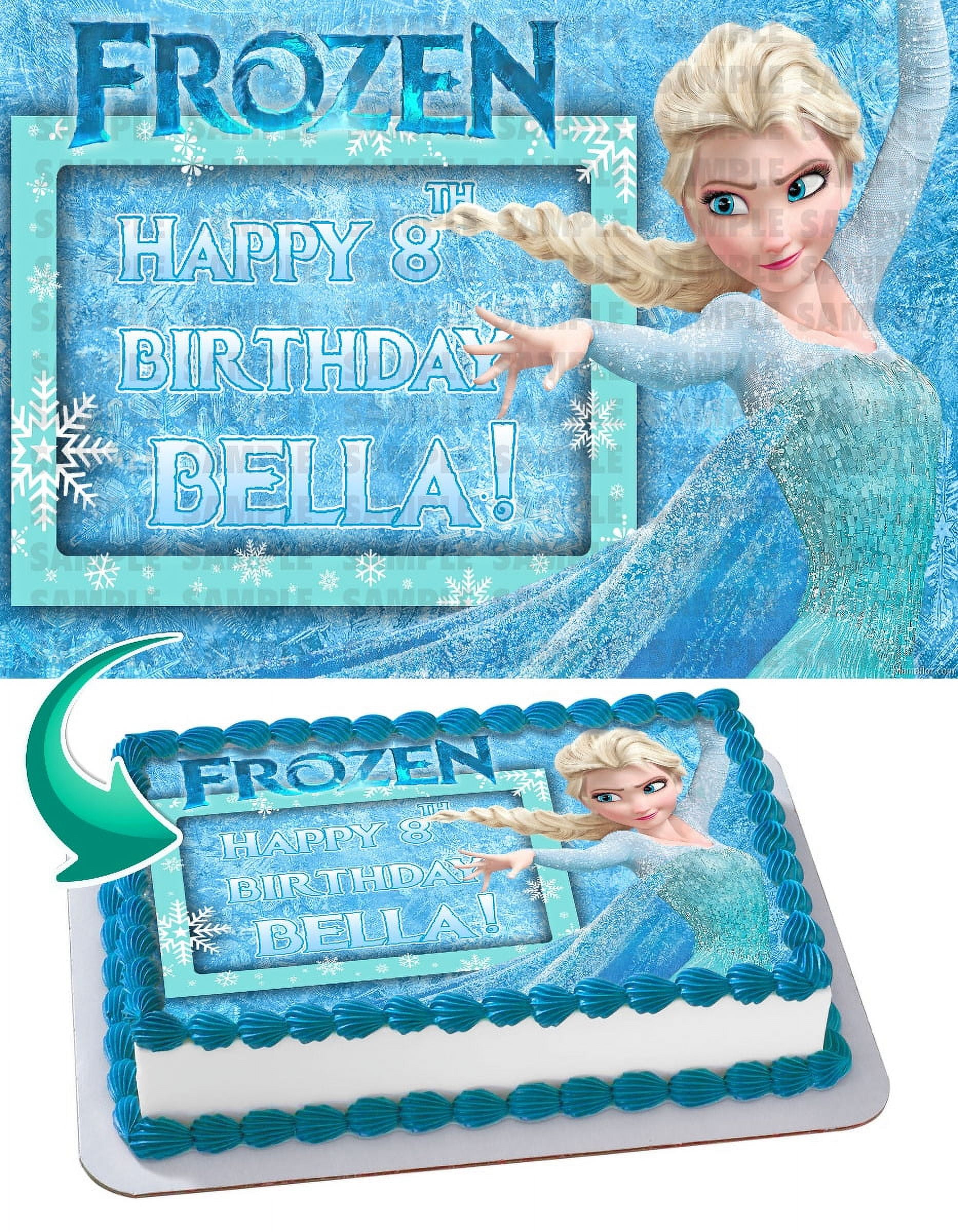 Frozen Elsa Edible Cake Image Topper Personalized Birthday Party 1/4 Sheet - Walmart.com