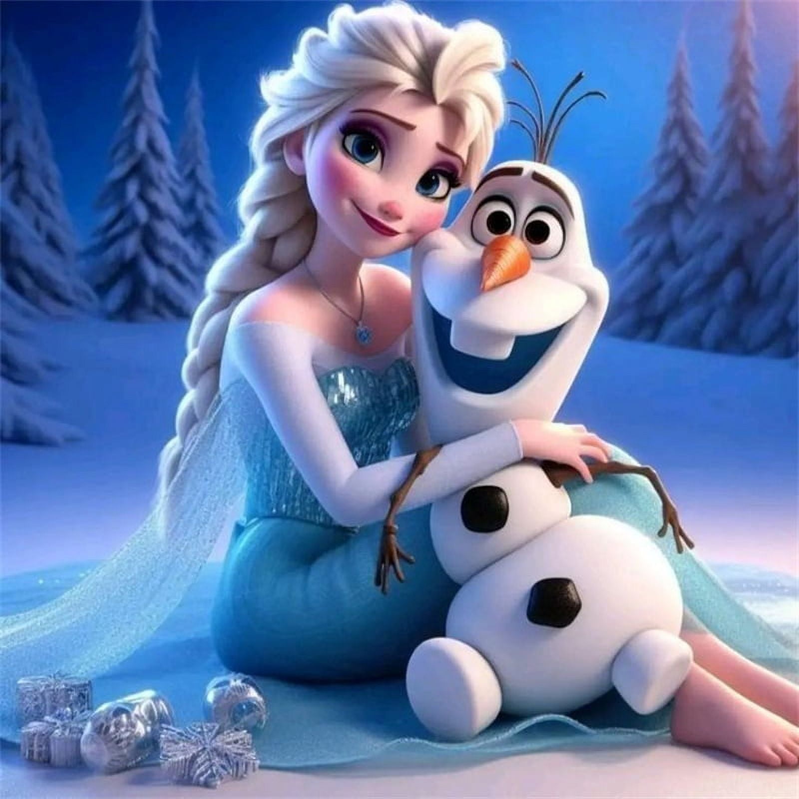 Frozen Elsa and Olaf Cartoon 5D DIY Diamond Painting Kit, Round Diamond Embroidery Mosaic Art ...