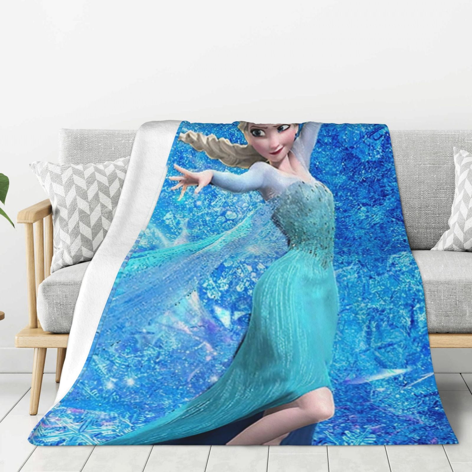 Frozen-Elsa Snowflake Swirls Princess Blanket,Throw Blanket for Kids and Adults,Soft Plush ...