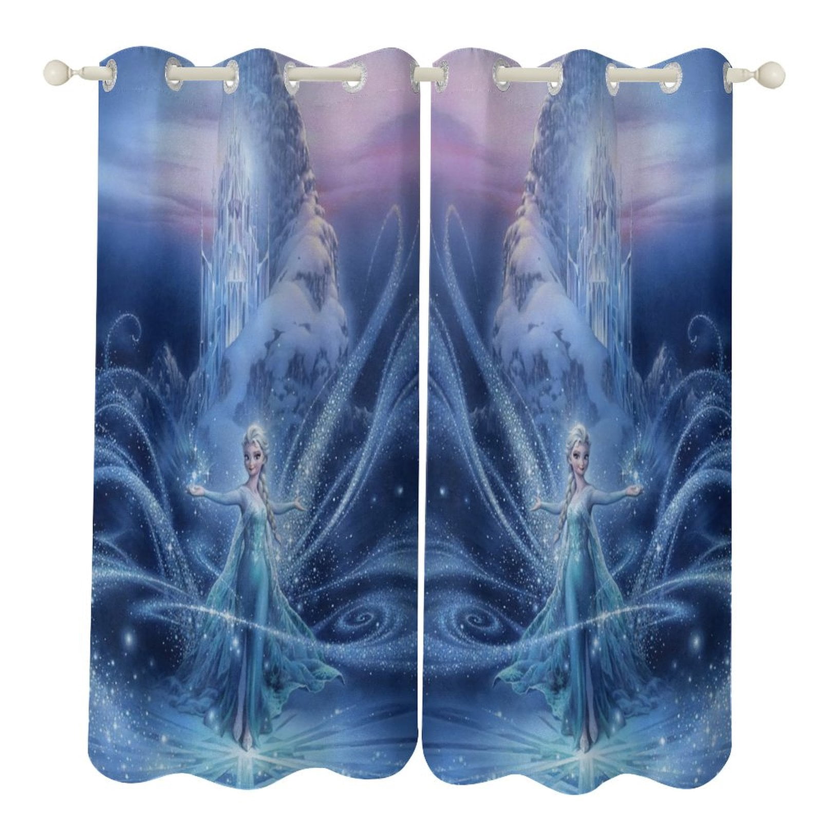Frozen-Elsa Snowflake Swirls Princess Pose Curtains 72 Inch,Blackout ...