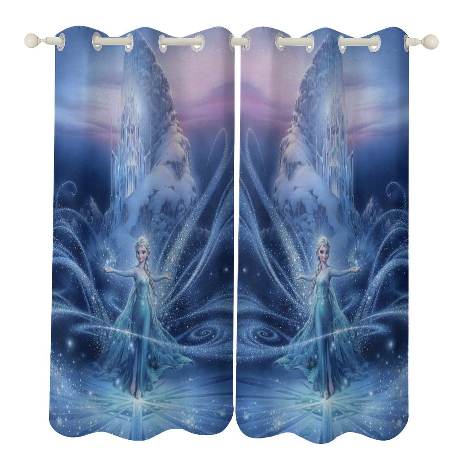 Frozen-Elsa Snowflake Swirls Princess Pose Curtains 84 Inch,Blackout ...