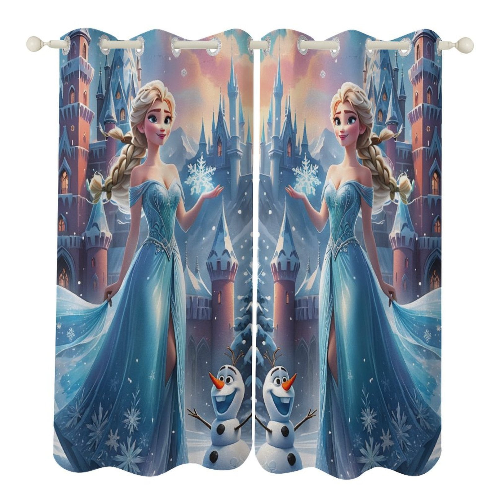Frozen-Elsa Snowflake Swirls Princess Pose Curtains,Blackout Curtains ...