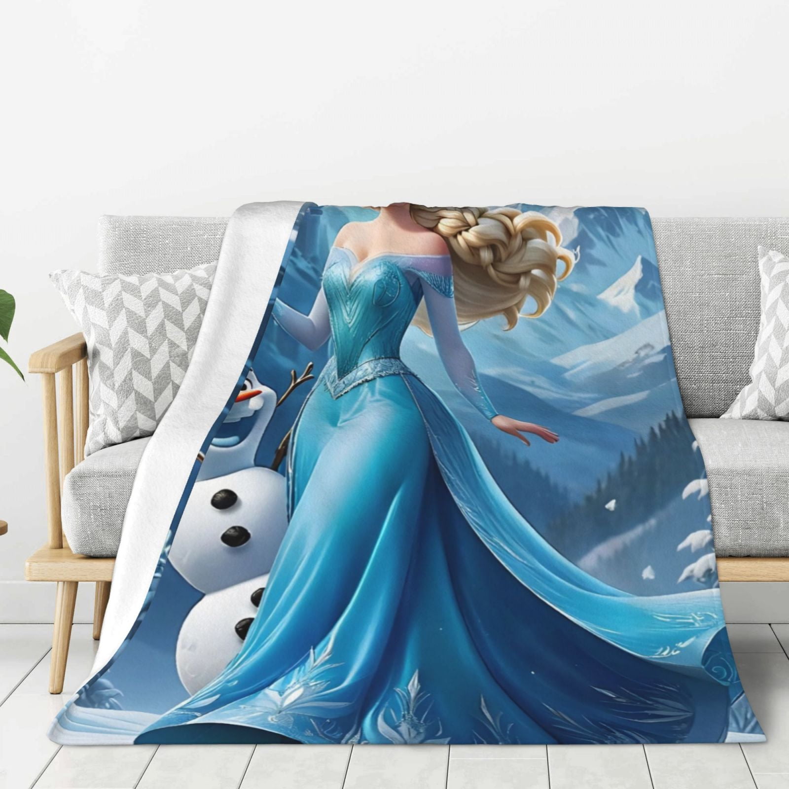 Frozen-Elsa Snowflake Swirls Princess Pose Fleece Blanket for Couch ...