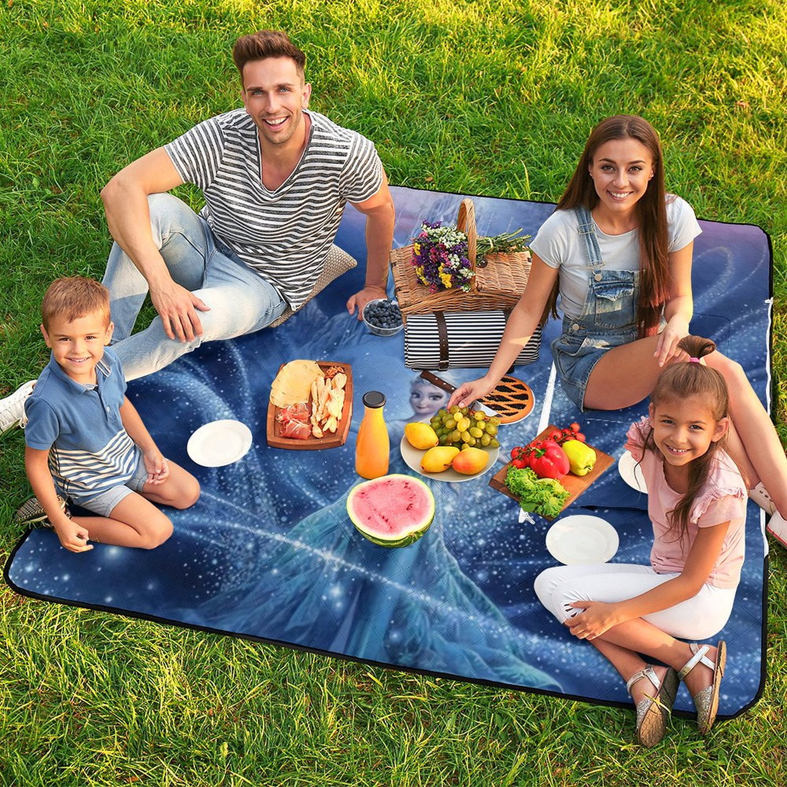 Frozen Elsa Snowflake Swirls Princess Pose Picnic Blankets Extra Large ...