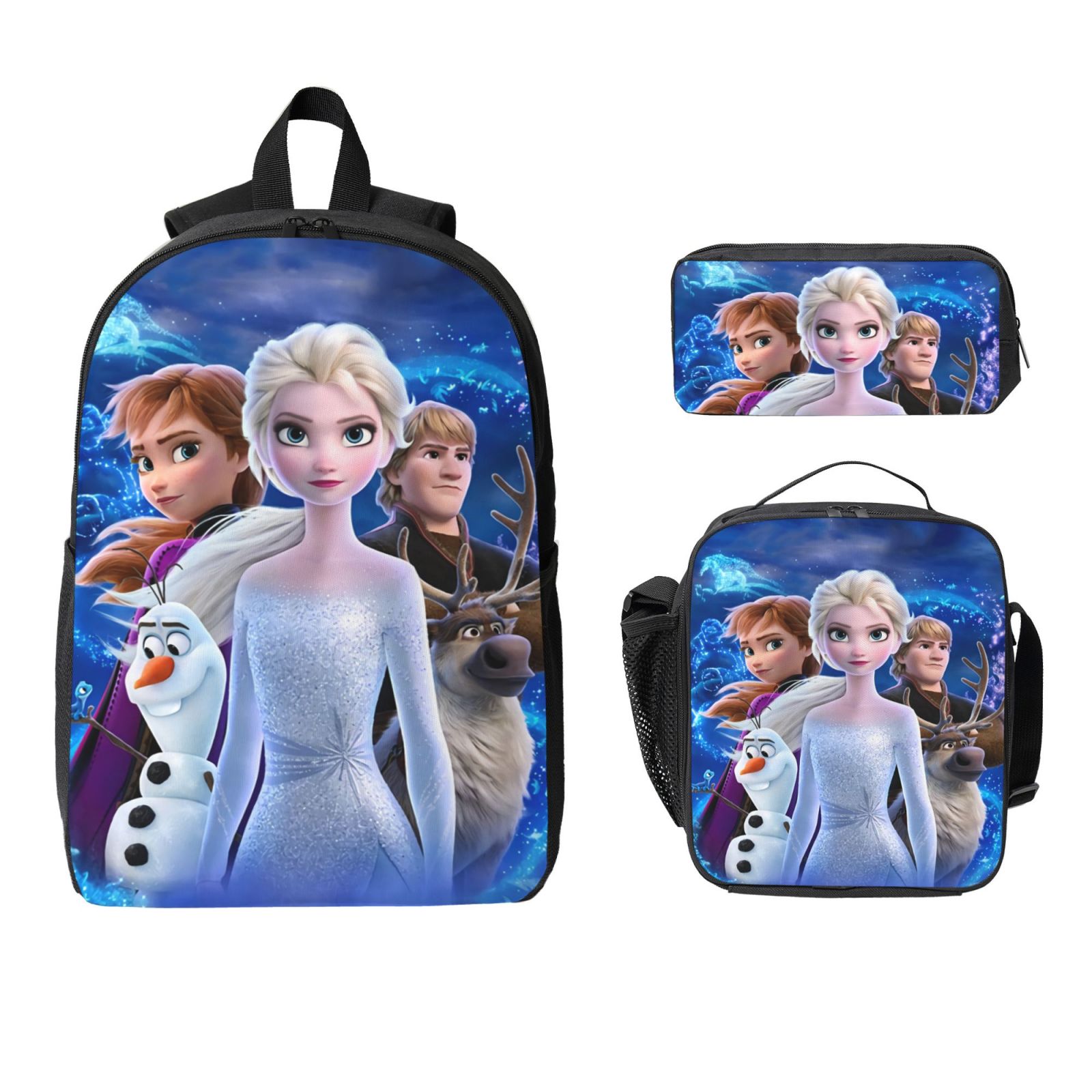 Frozen Elsa and Anna Backpack With Lunch Bag Box And Pencil Case Cute ...