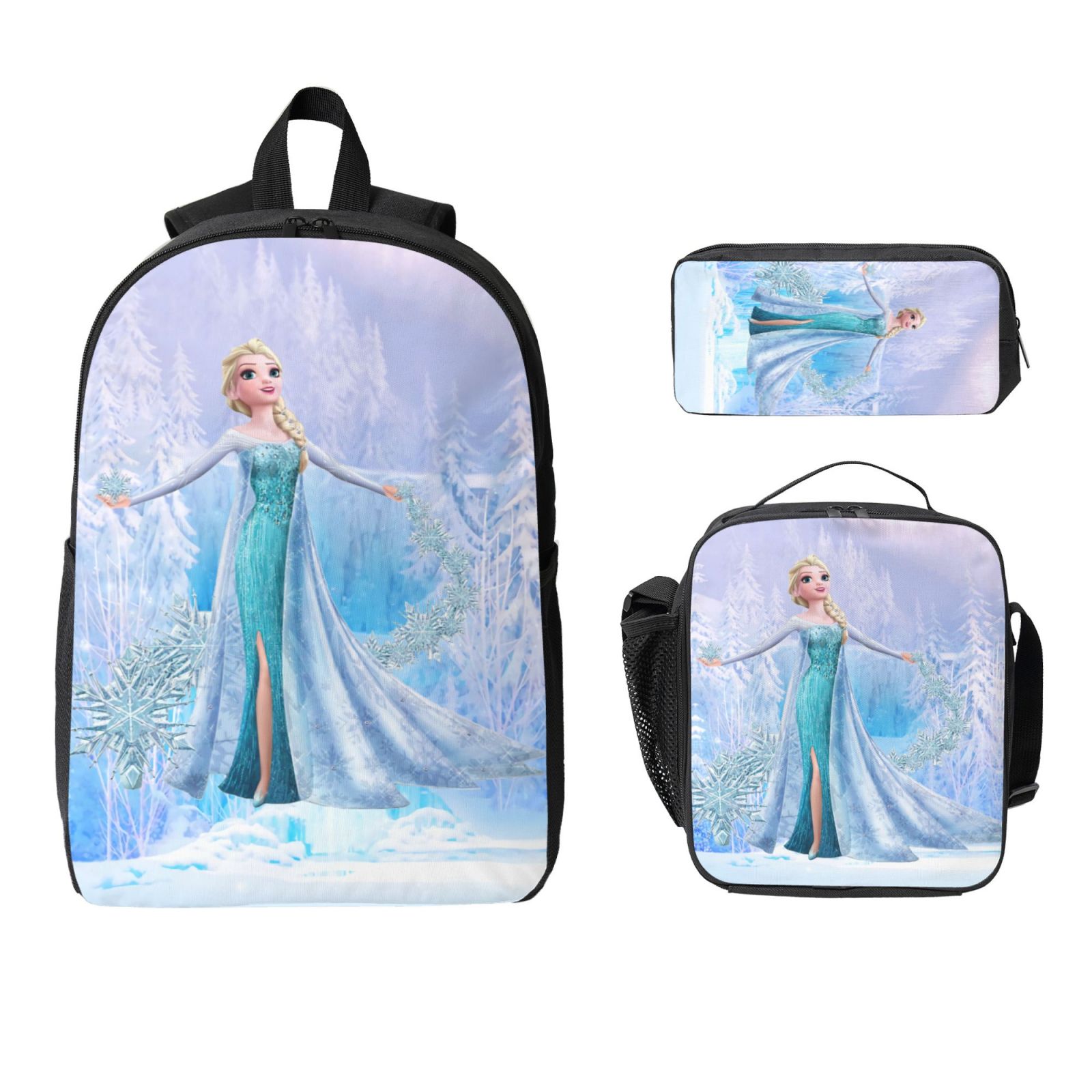 Frozen Elsa and Anna Backpack With Lunch Bag Box And Pencil Case Cute ...