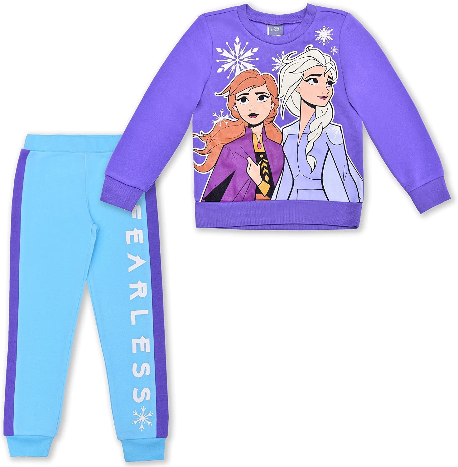 Frozen Elsa and Anna Girls 2 Piece Crewneck Character Long Sleeve and ...