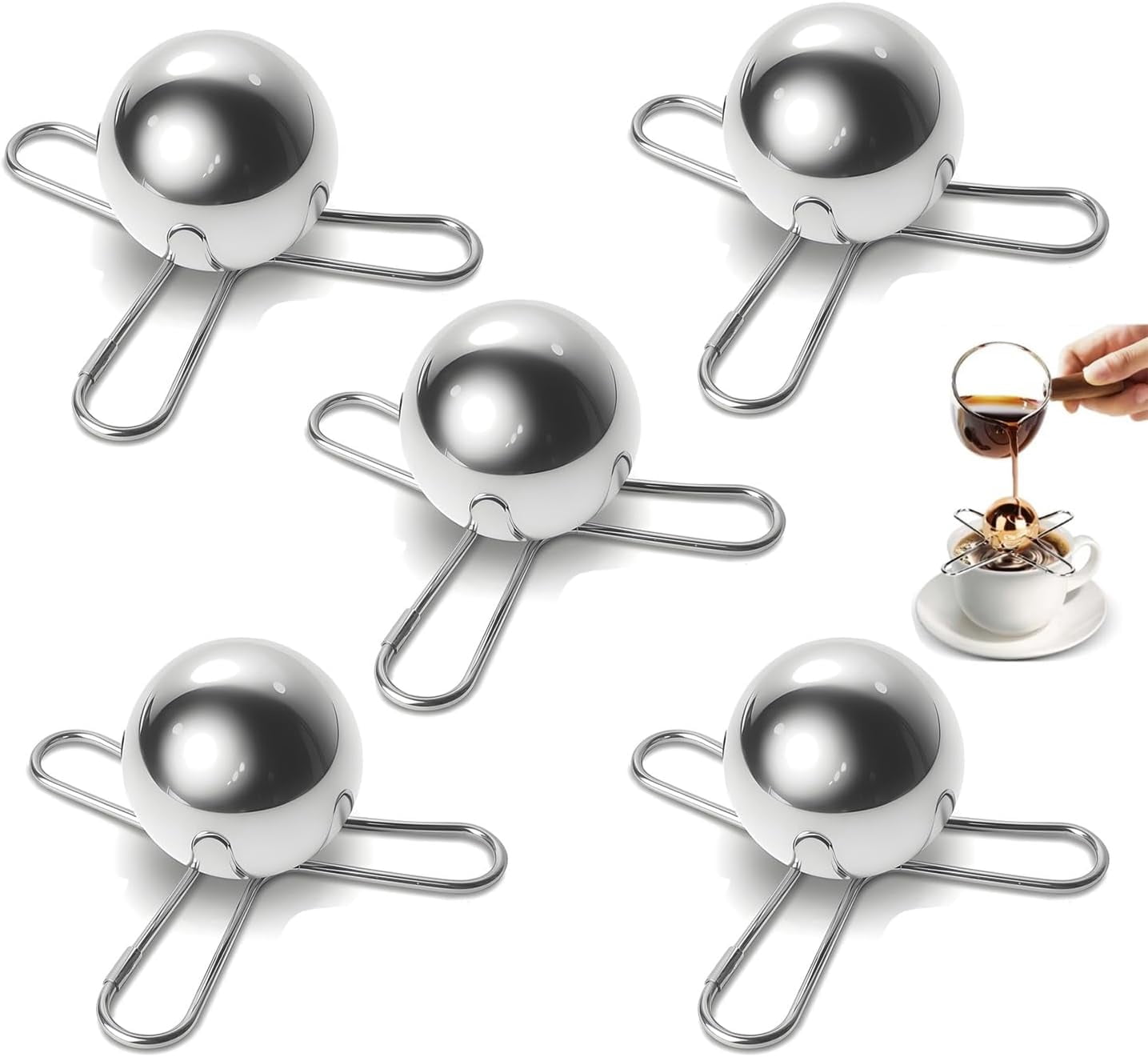 Frozen Espresso Ball, Coffee Chiller, Stainless Steel Cooling Ice Balls ...