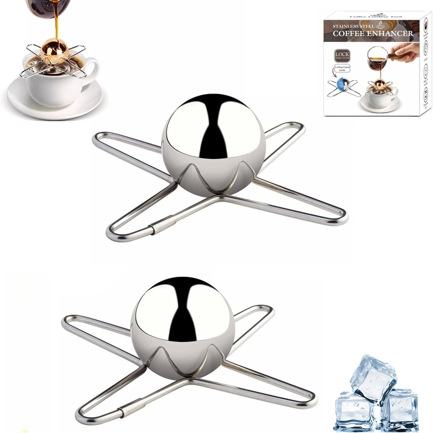 Frozen Espresso Ball, Frozen Ice Ball for Espresso, Stainless Steel ...