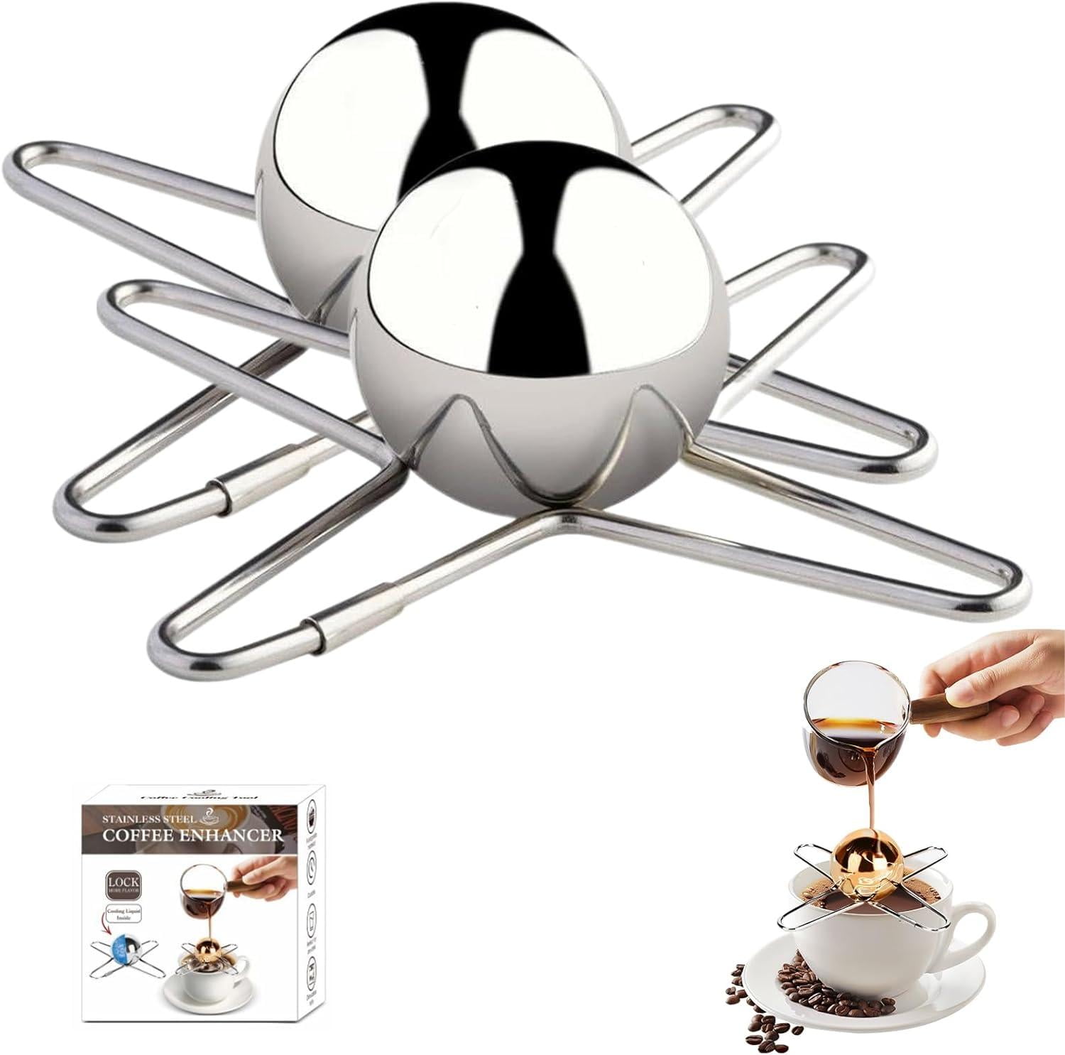 Frozen Espresso Ball, Reusable Stainless Steel Espresso Frozen Ball ...