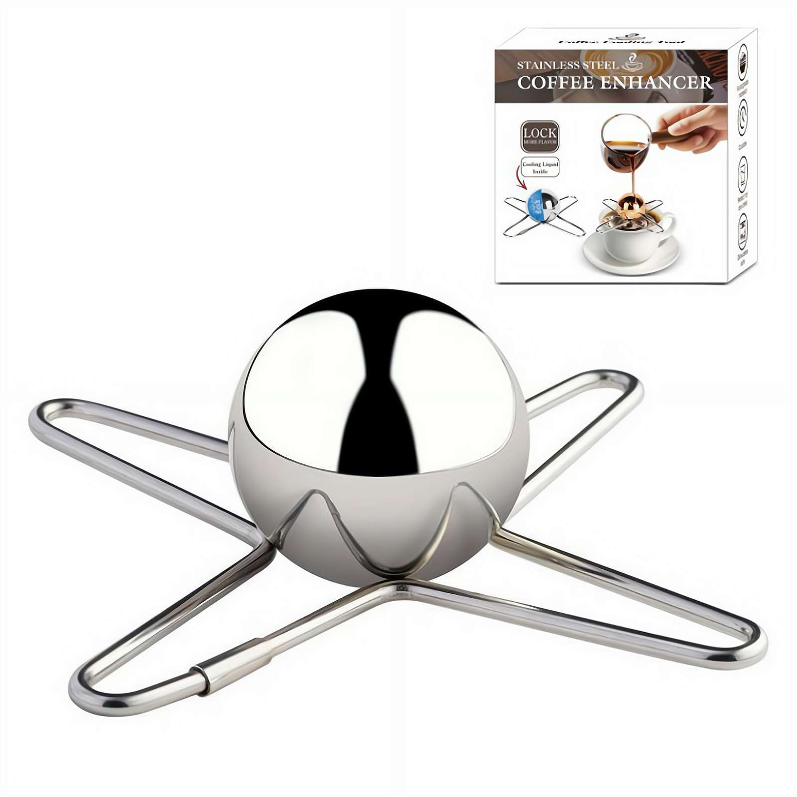 Frozen Espresso Ball, Stainless Steel Espresso Cooling Ball, Reusable ...