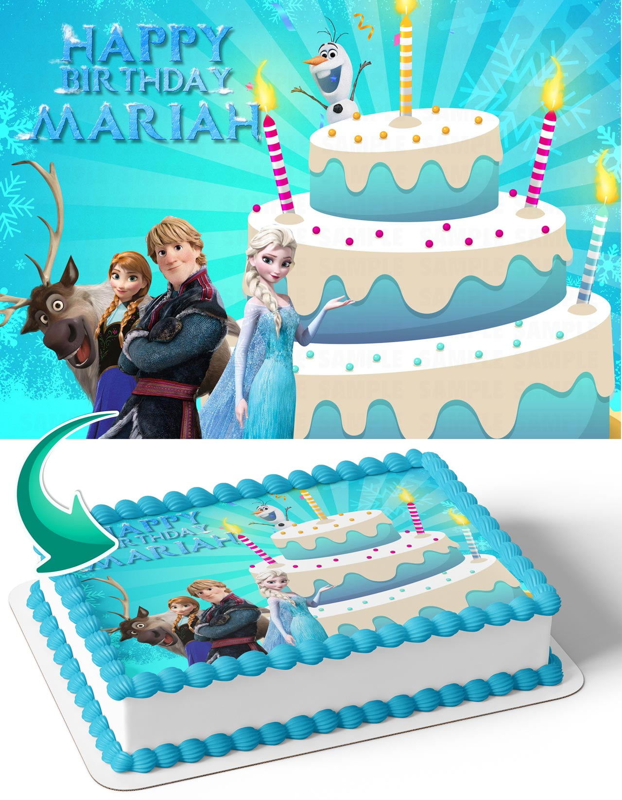 Frozen FZ Edible Image Cake Topper Personalized Birthday Sheet Decal ...