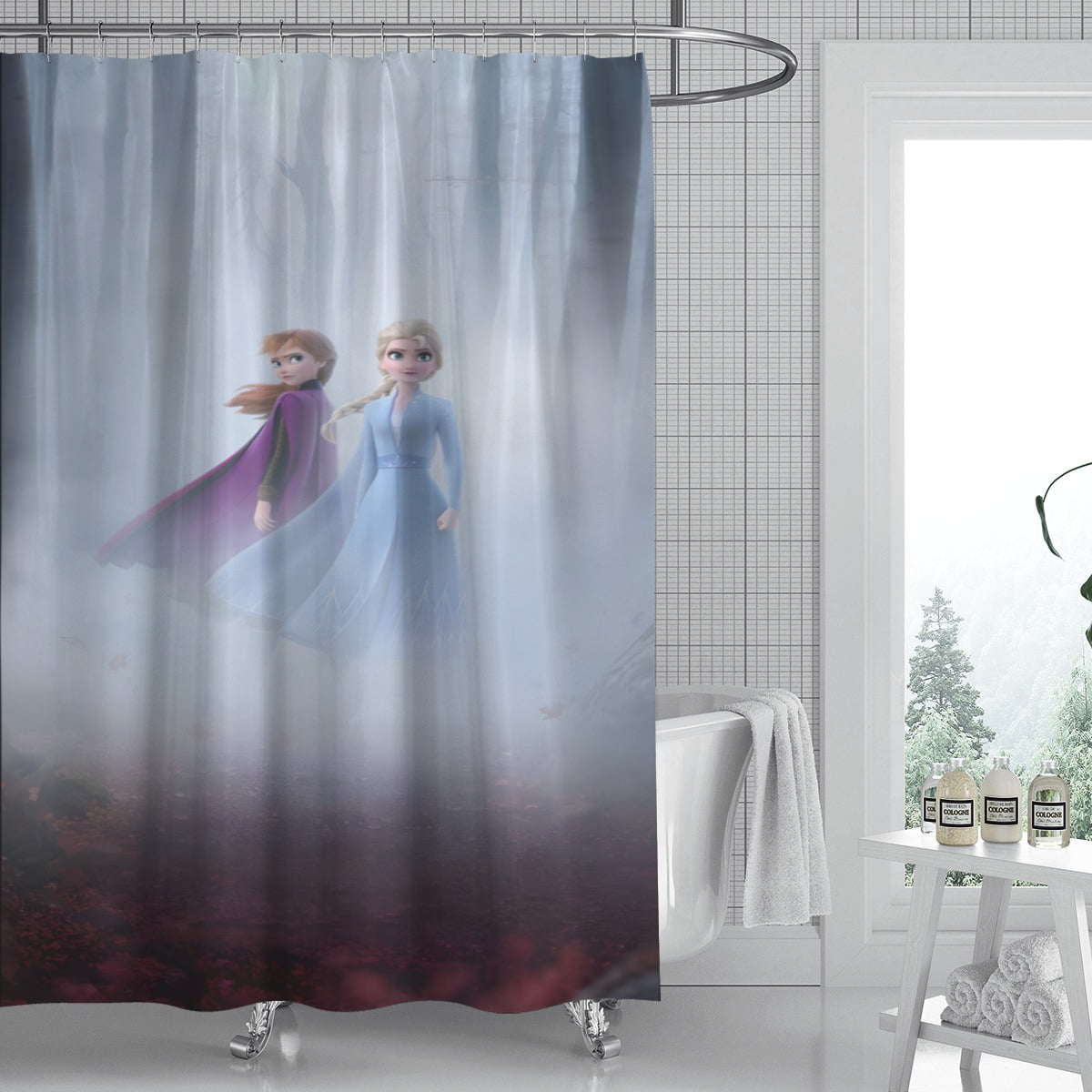Frozen Girl Elsa shower curtain displays an eye-catching design, is ...