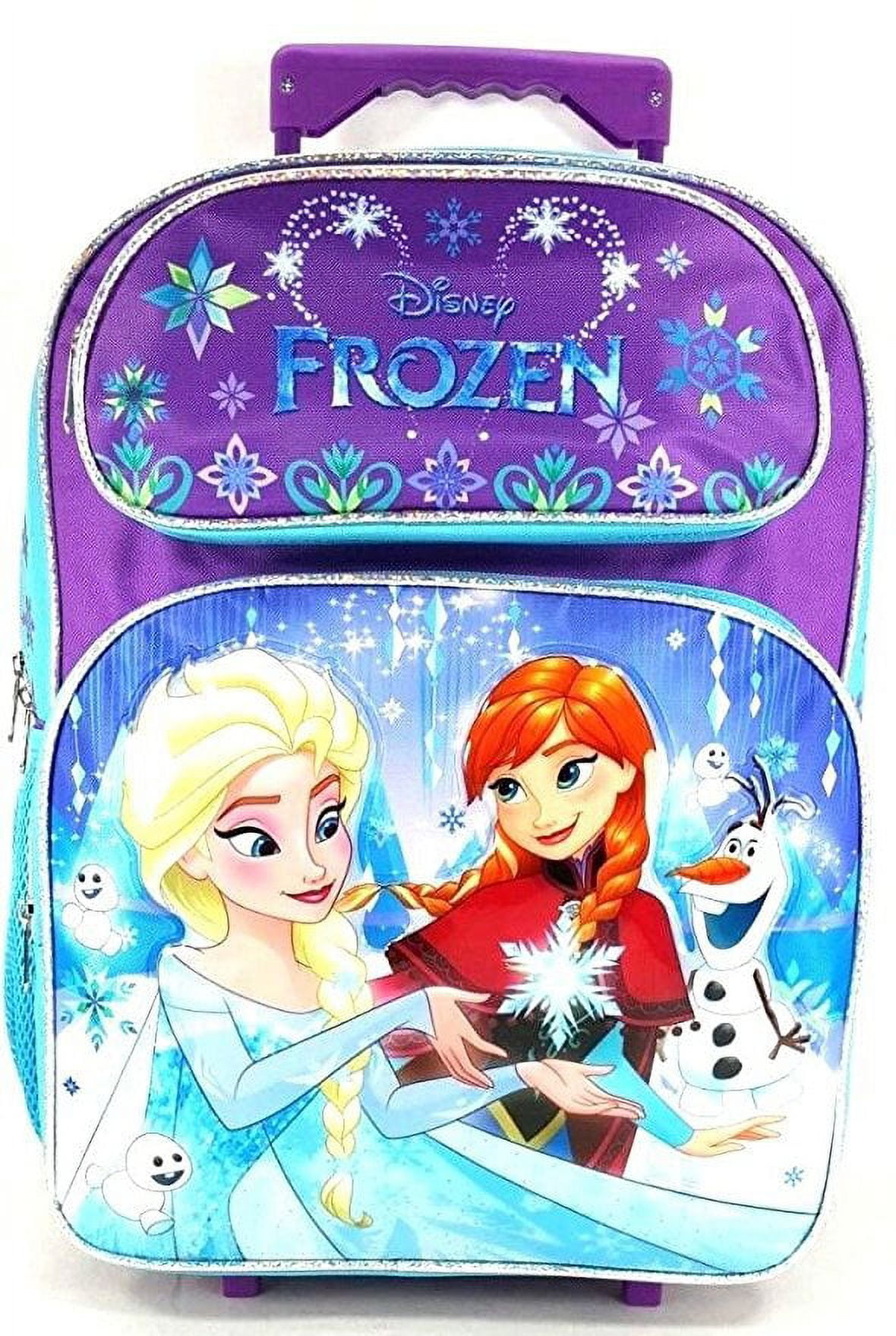 Frozen Girls Elsa, Anna & Olaf 16 Rolling Canvas Purple School Backpack ...