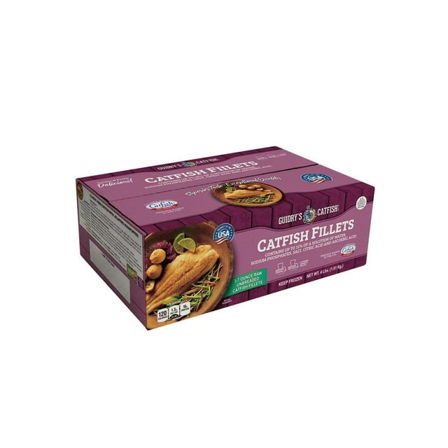Guidry's Raw Catfish Fillets 3-7Oz, 4 Lb IQF, US Farm-Raised, Frozen ...