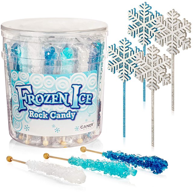 Frozen Ice Rock Candy Sticks - 36 Individually Wrapped Rock Candy on a ...
