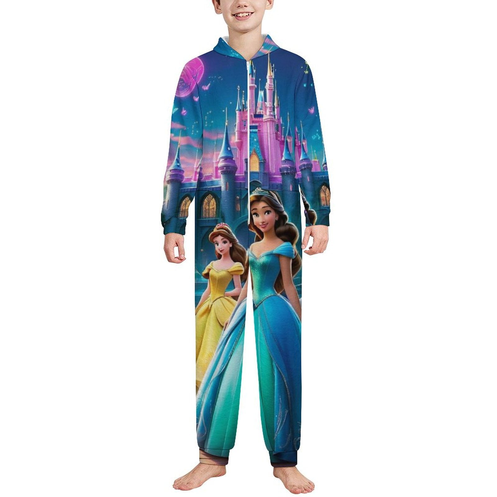 Frozen Kids Onesie Pajamas, Boys Girls Long Sleeve Zip Up Hooded ...