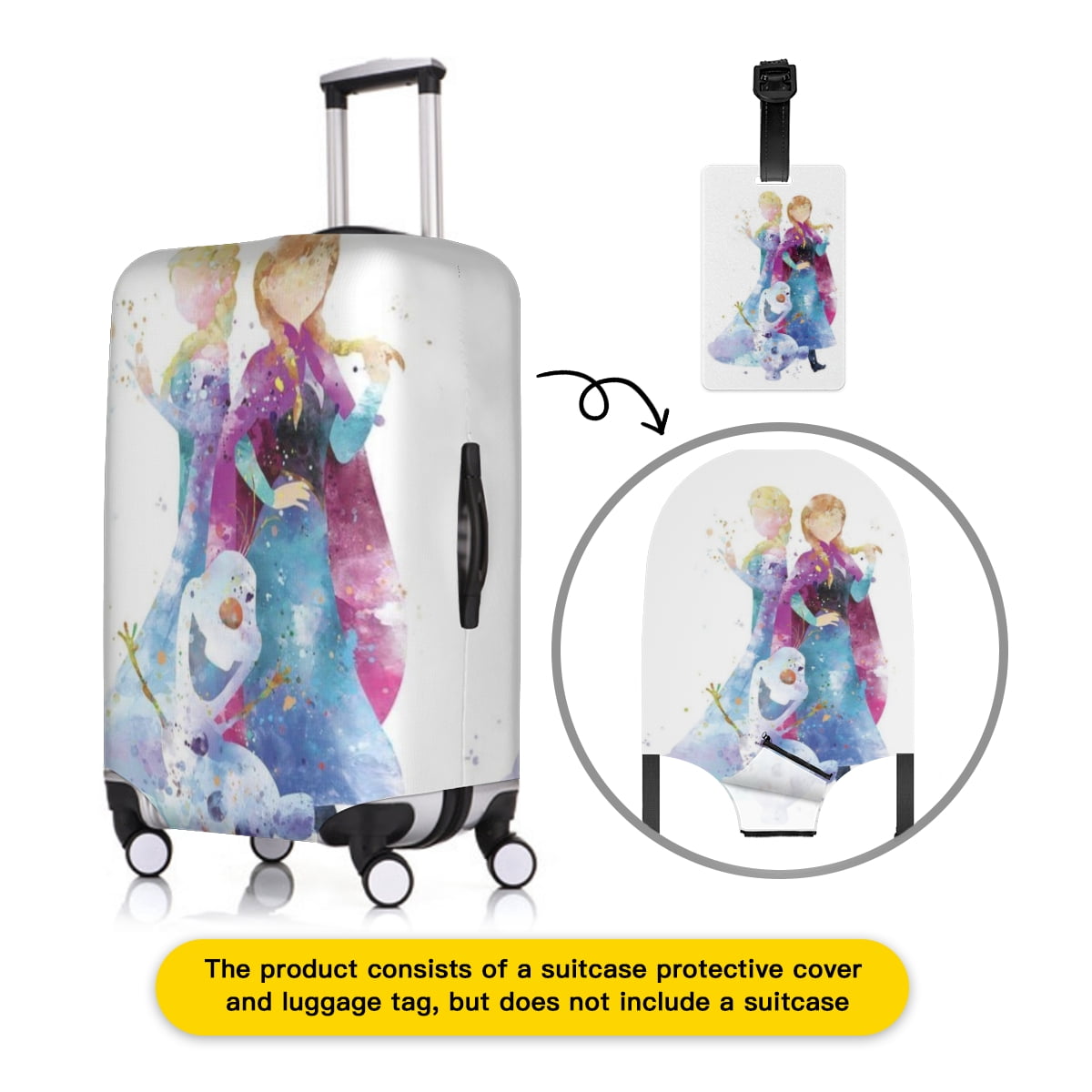 Frozen Luggage Cover, Hard Shell Suitcase Cover with Luggage Tag ...