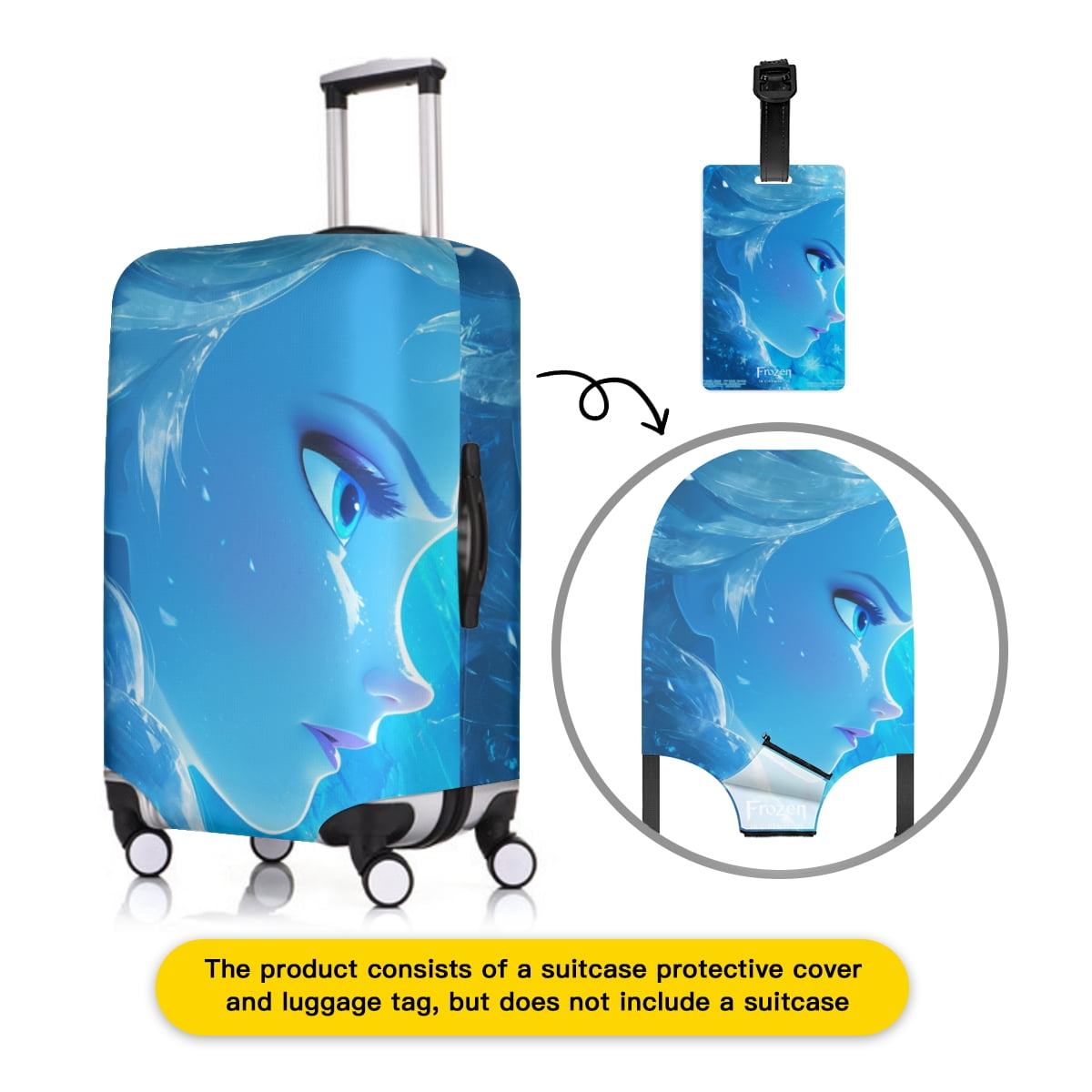 Frozen Luggage Cover, Hard Shell Suitcase Cover with Luggage Tag ...