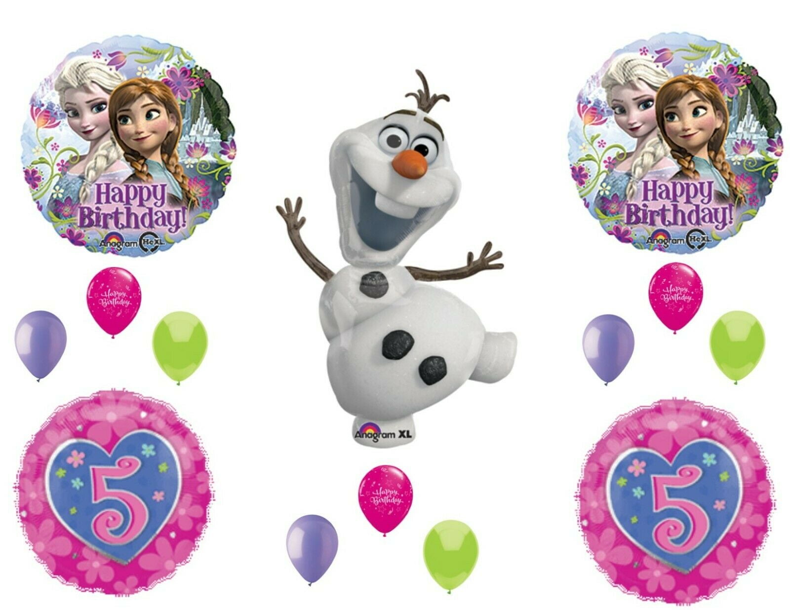 Frozen Olaf 5th Happy Birthday Party Balloons Decoration Supplies Elsa ...