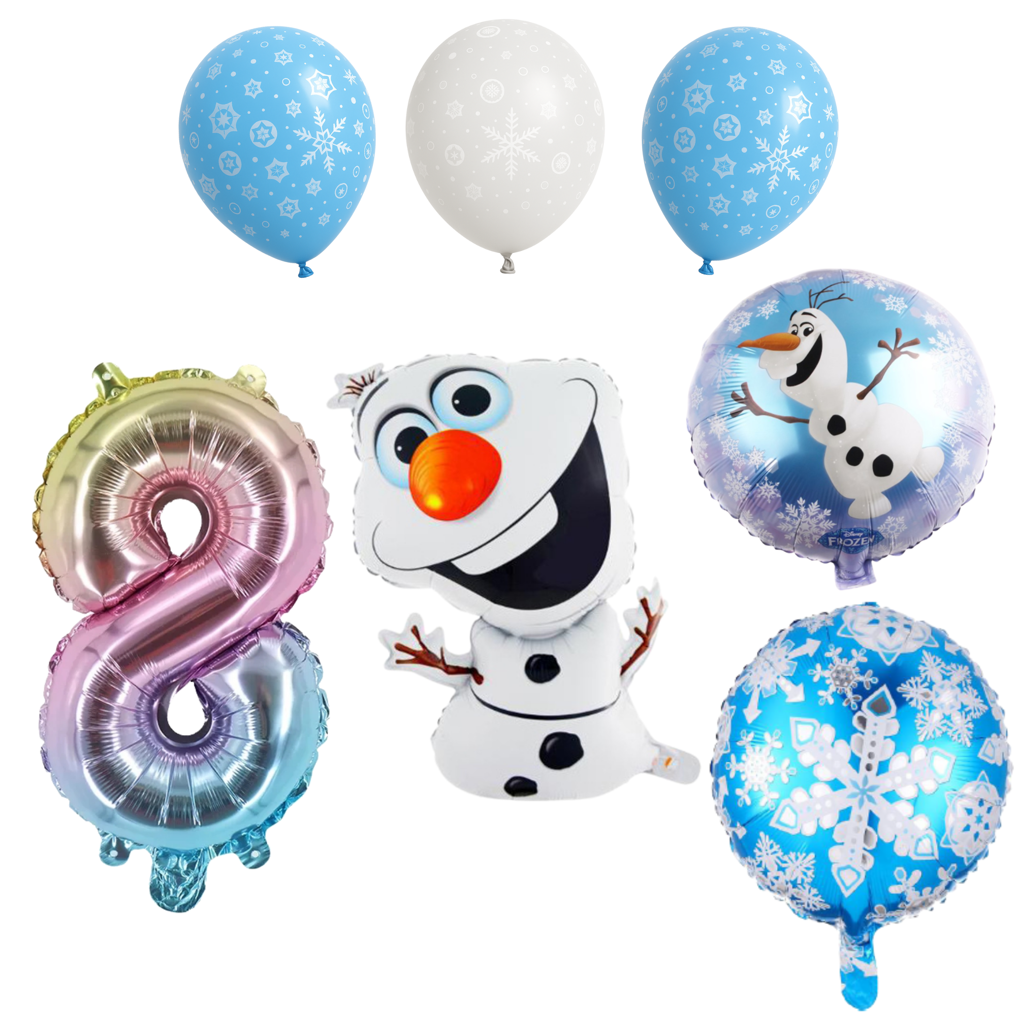 Frozen Olaf 8th Birthday Balloons Party Set Blue Silver balloons ...
