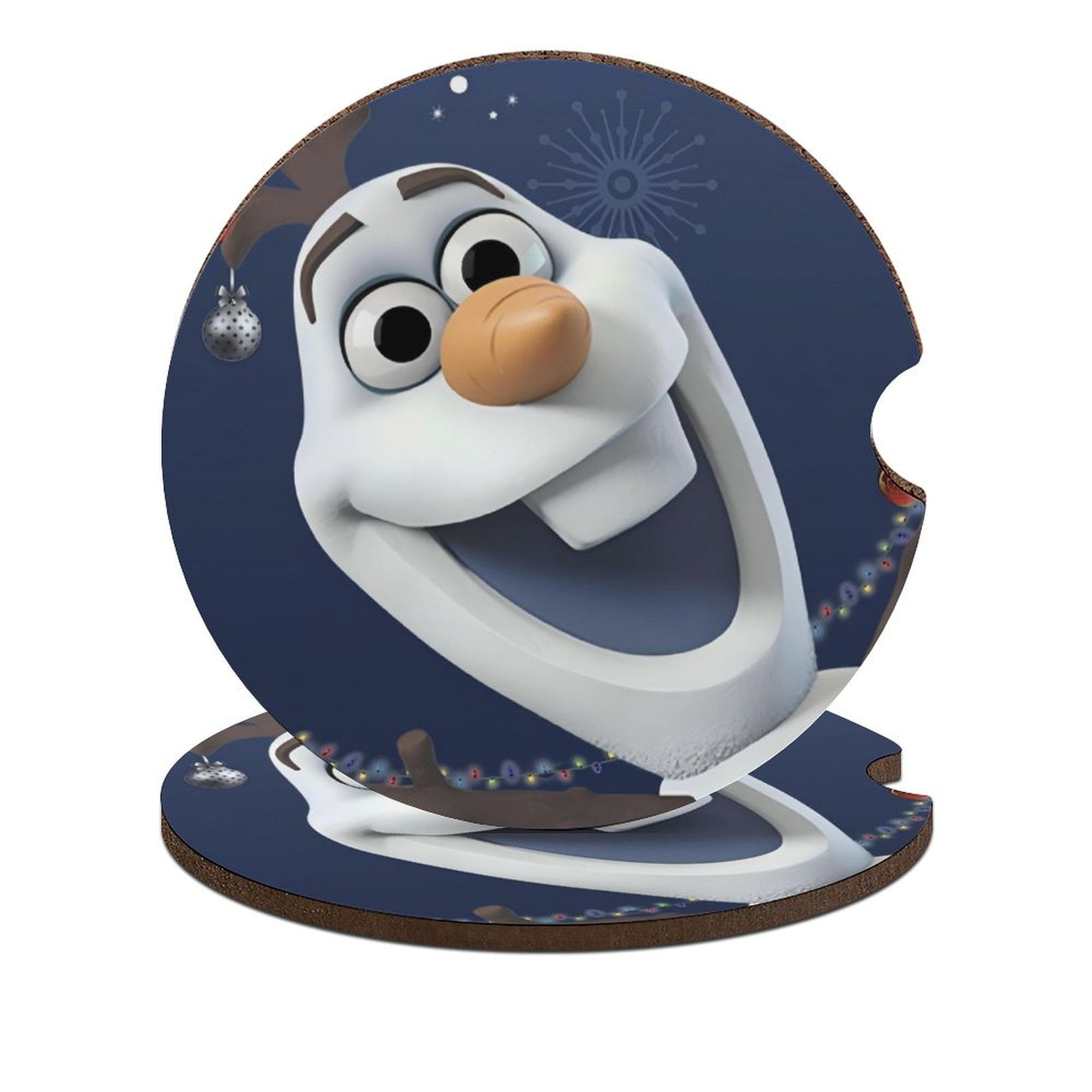 Frozen Olaf Cartoon car coaster with finger notches and cork base car ...