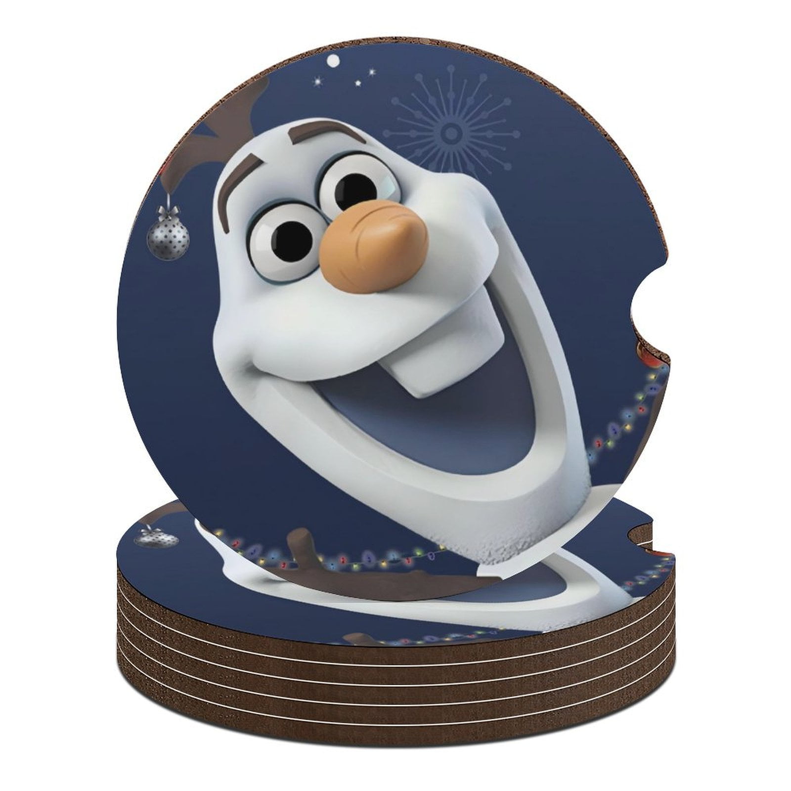 Frozen Olaf Cartoon car coaster with finger notches and cork base car ...