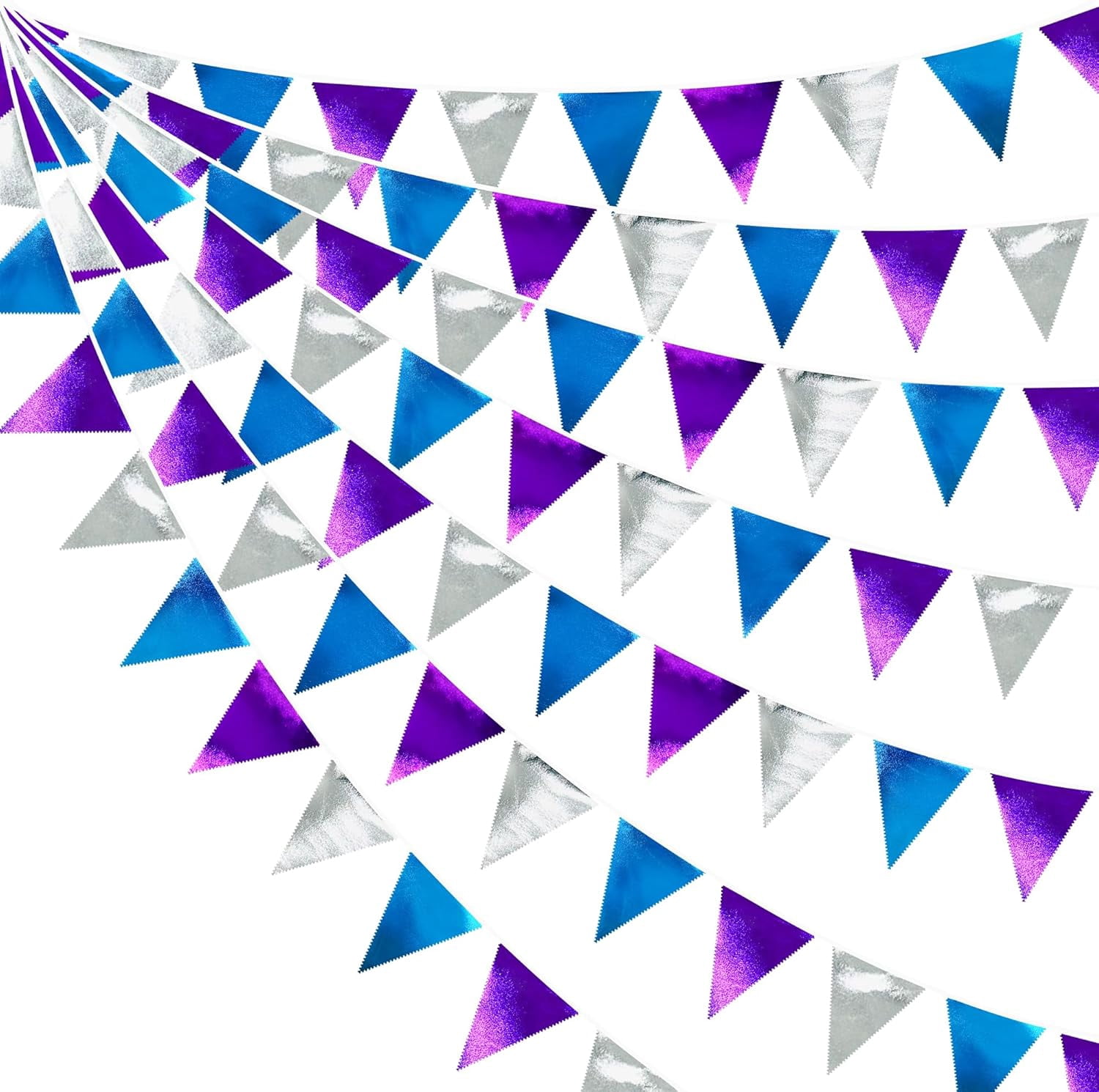 Frozen Party Decoration Purple Blue Silver Metallic Fabric Triangle ...