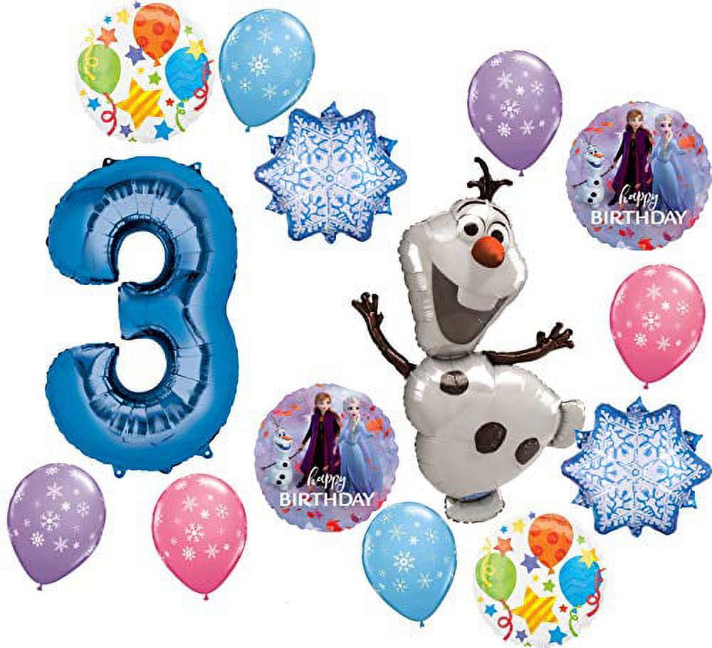Frozen Party Supplies 3rd Birthday Balloon Bouquet Olaf Elsa Anna Let ...