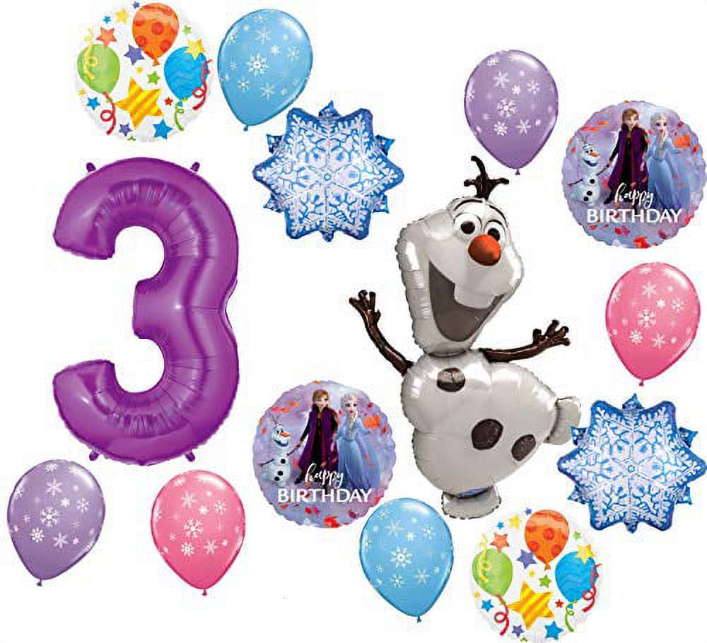 Frozen Party Supplies 3rd Birthday Balloon Bouquet Olaf Elsa Anna Let ...