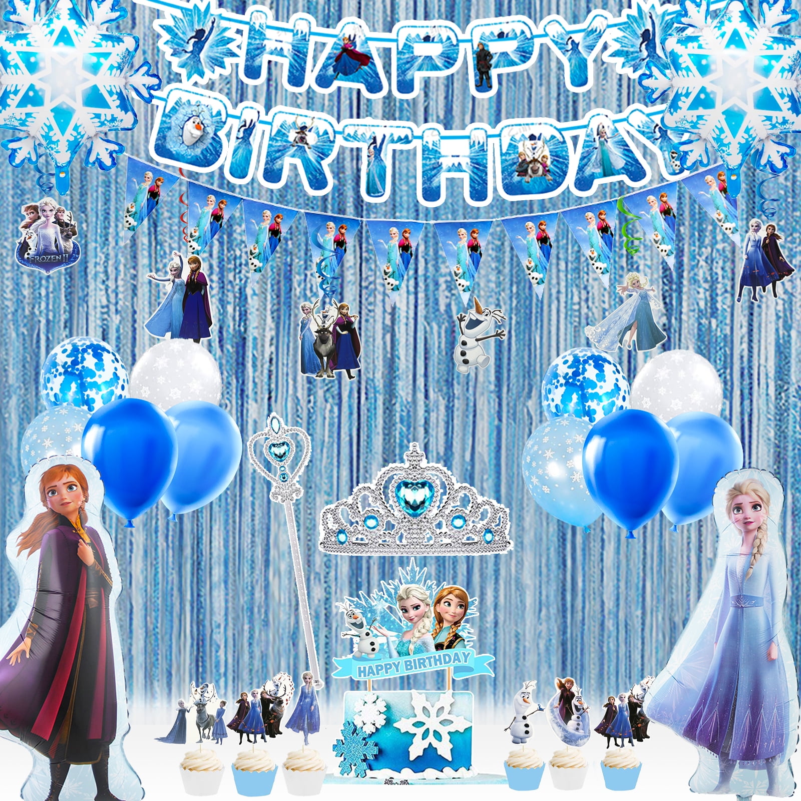 Frozen Party Supplies, 63pcs Frozen Party Decorations - Elsa Foil ...