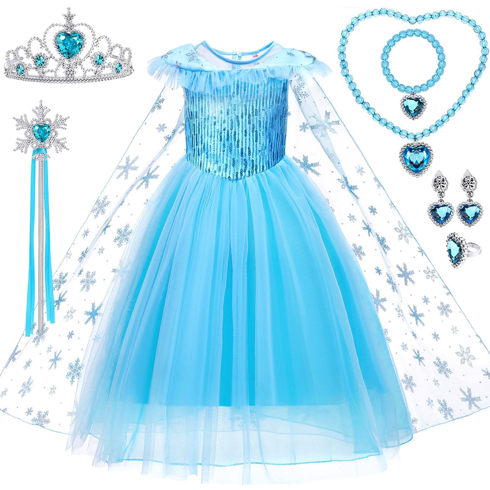 Frozen Princess Costume for Girls - Fancy Elsa Dress up with ...