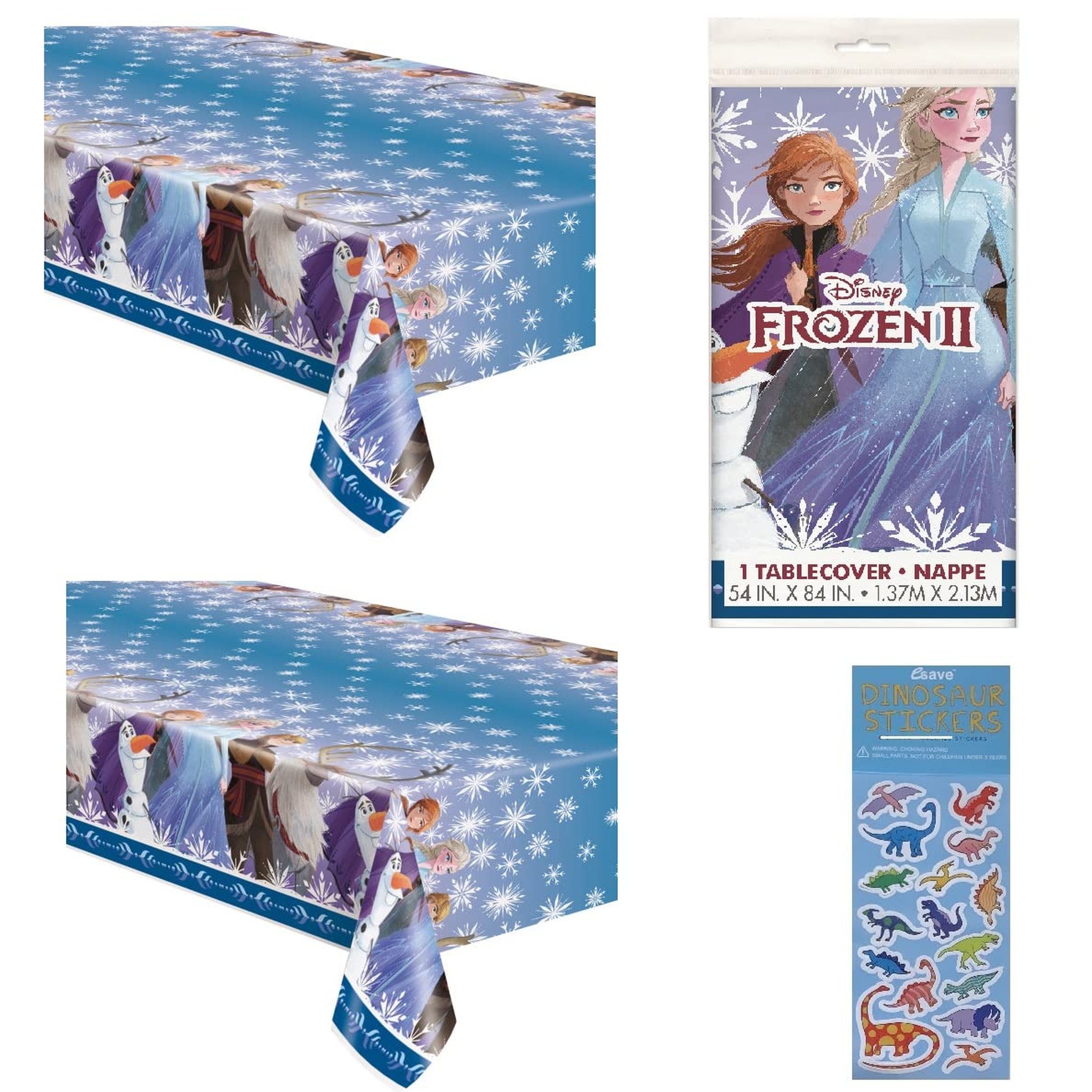Frozen Princess Party Pack - 2 Table Covers & 1 Dinosaur Sticker Sheet ...