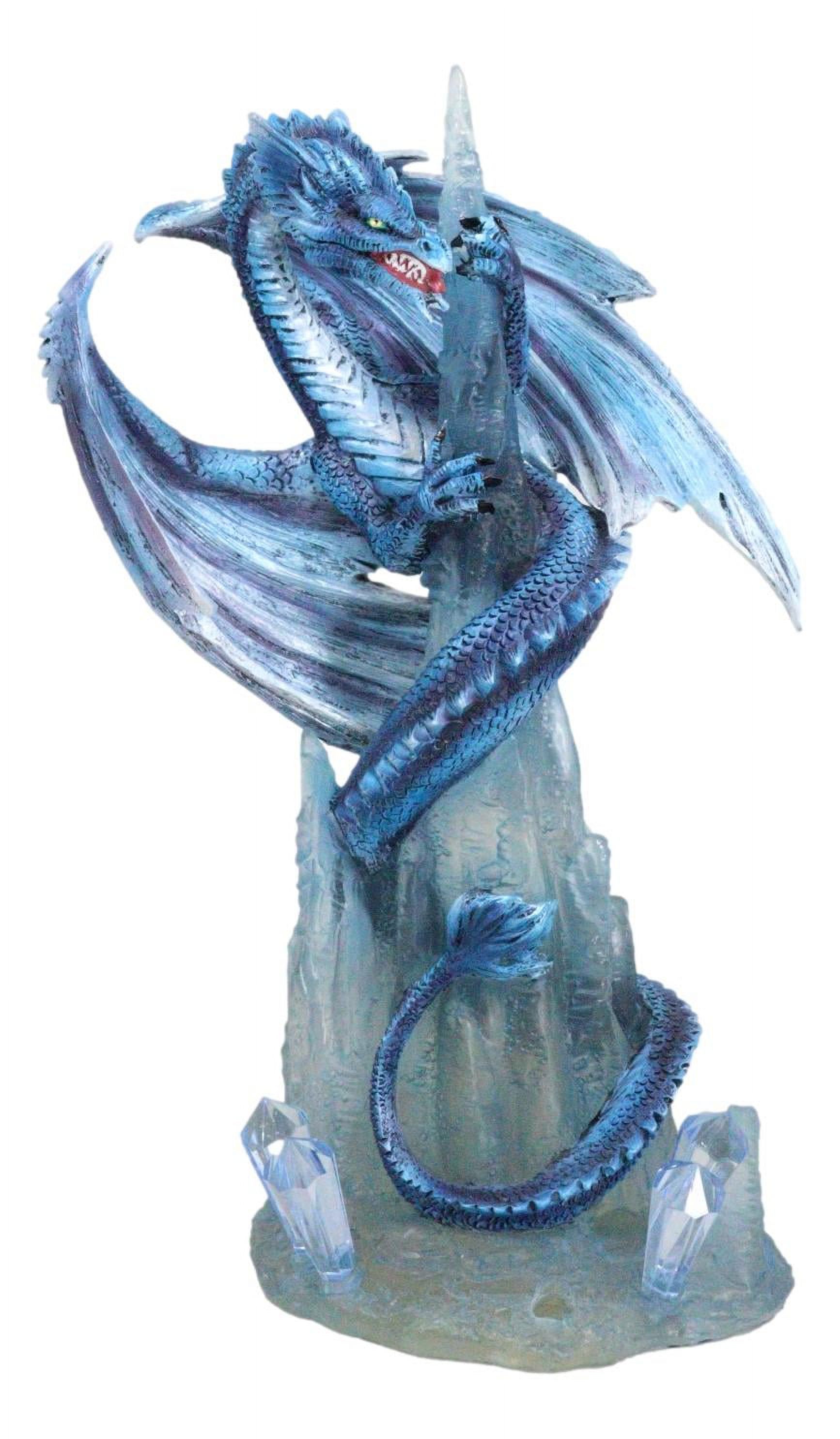 Frozen Stalactite Blue Dragon Serpent On Spiky Ice Mountain Cliff ...