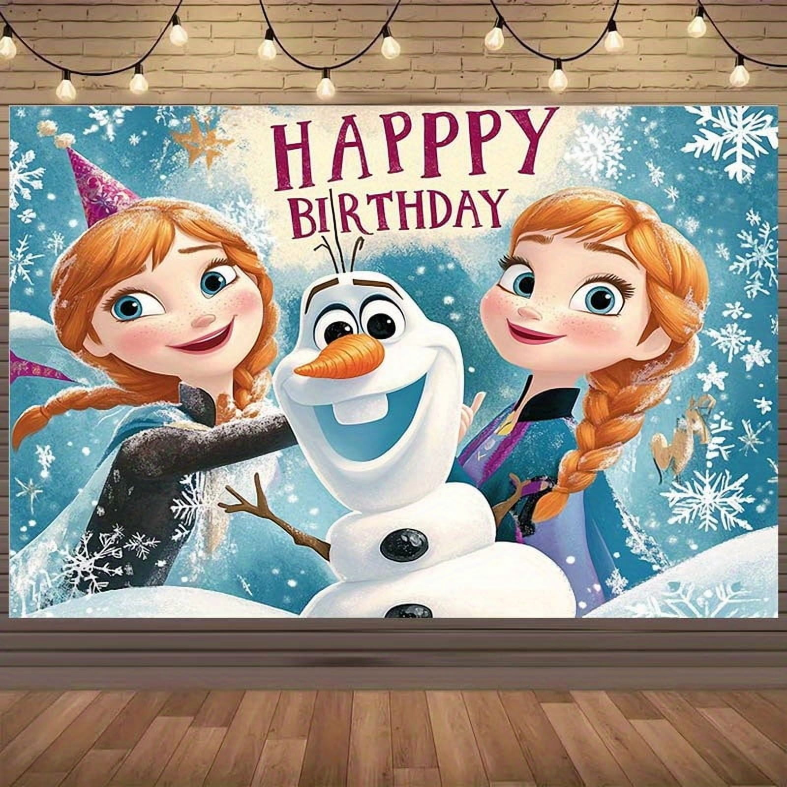 Frozen Theme Birthday Banner with Snowflakes & Characters - Winter ...